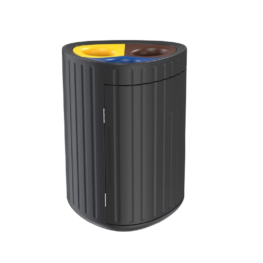 Selective multi-waste bin of 3 types, in polyethylene, with a capacity ...